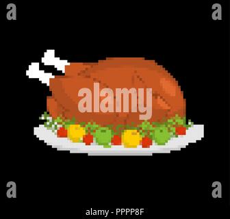 Turkey pixel art. Thanksgiving Day 8 bit. Vector illustration Stock ...