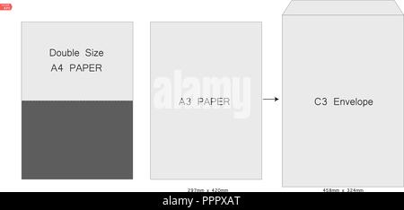 C3 envelope mockup a3 white template cut size Stock Vector Image & Art ...