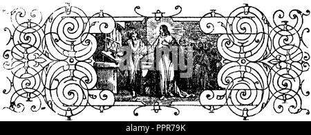 Ornament: initial chapter vignette with bible, 1863 Stock Photo - Alamy
