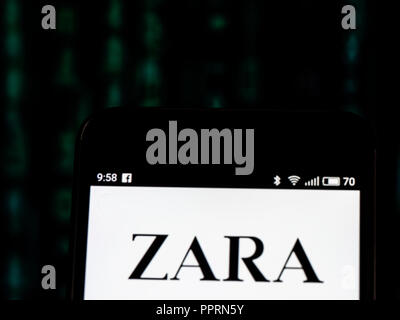Zara logo is seen displayed on landmark shopping area on Oxford Street ...