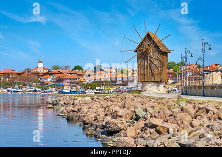 Windmill, Nessebar, UNESCO World Heritage Site, Bulgaria, Europe Stock ...