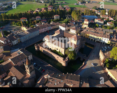 Aerial view of Fontanellato castle rocca, renaissance residential ...