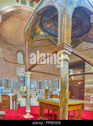 Interior sanctuary of the Coptic church on Gold Island in Cairo Egypt ...