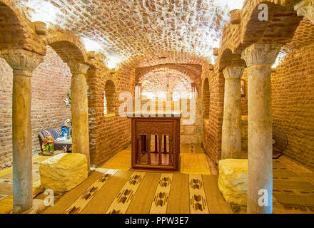 The crypt of the Coptic Orthodox Church of Saint Barbara in Cairo ...