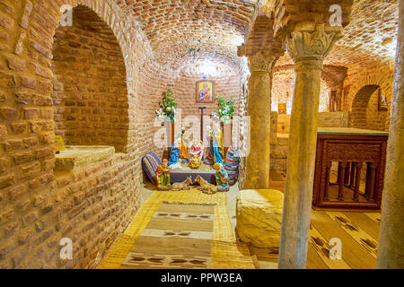 The crypt of the Coptic Orthodox Church of Saint Barbara in Cairo ...