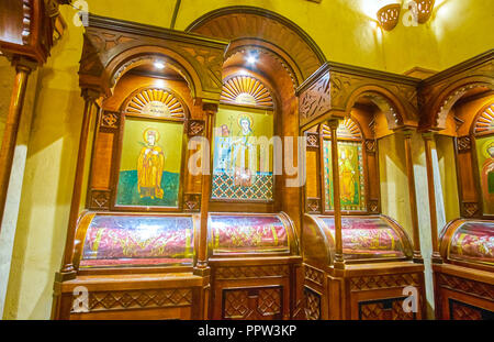 The crypt of the Coptic Orthodox Church of Saint Barbara in Cairo ...