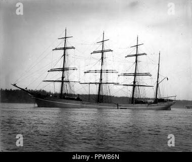 The four-masted bark Peter Iredale, anchored in Washington around 1900 ...