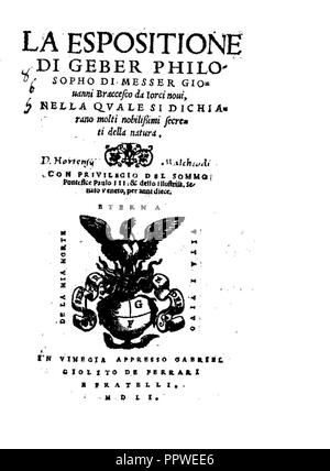 Bracesco, Giovanni – Esposizione di Geber filosofo, 1551 Stock Photo ...