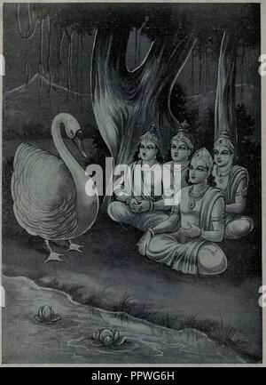 The artwork 'Brahma Couselin Sadhya as Swan form' illustrates the Hindu ...