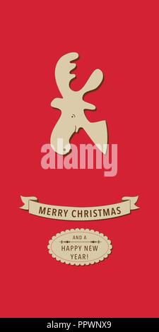 merry christmas poster with reindeer silhouette Stock Vector Image ...