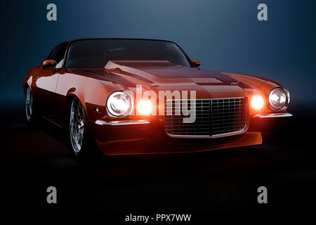 3d sport vintage muscle car render Stock Photo - Alamy