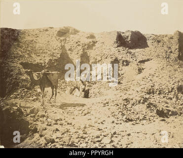 Men with camel in desert, about 1860 - 1880, Tinted Albumen silver ...