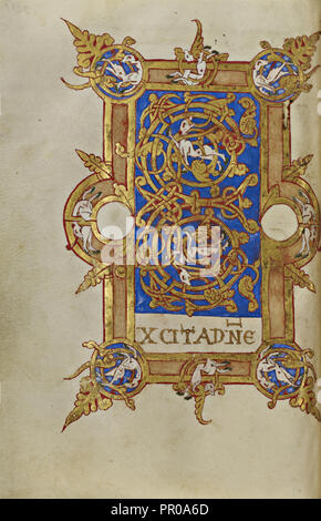Inhabited Initial A, Montecassino, Italy, 1153, Tempera colors, gold ...