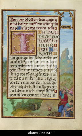 Border with the Sacrifice of Isaac. Simon Bening (Flemish, about 1483 ...