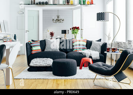 3d render of beautiful clean interior render Stock Photo - Alamy
