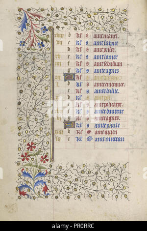 Calendar Page, Paris, France, about 1415 - 1420, Tempera colors, gold ...