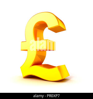 3D gold pound currency symbol symbols sign signs isolated on white ...