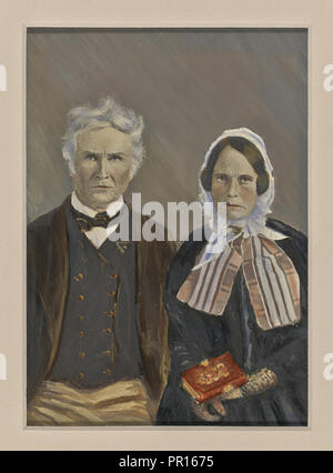 (Portrait of a couple), American, 1850s, Hand-colored salted paper ...