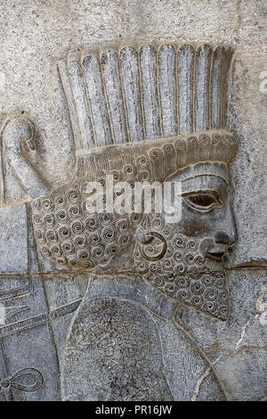 Detail of a relief of the eastern stairs of the Apadana in Persepolis ...