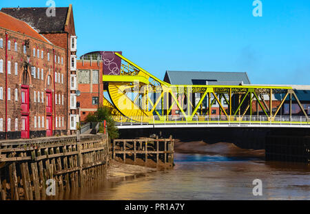 Drypool Bridge over the River Hull in Kingston upon Hull city centre UK ...
