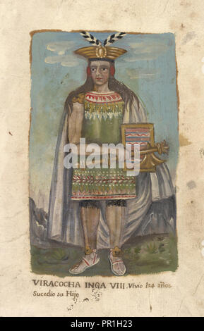 Portraits of Inca kings and an Inca queen, oil on vellum, not before ...