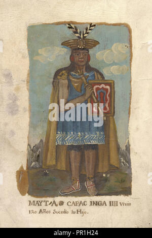 Portraits of Inca kings and an Inca queen, oil on vellum, not before ...