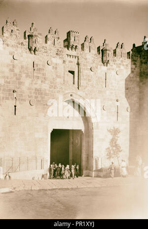 The Damascus Gate fully opened. 1934, Jerusalem, Israel. Reimagined by ...