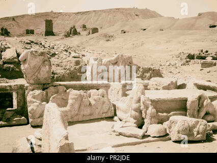 Palmyra. Remains of a tomb temple. Palmyrene type of reclining figures ...