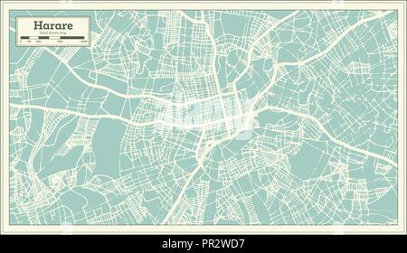Vector map of Harare city. Urban grayscale poster. Road map with ...