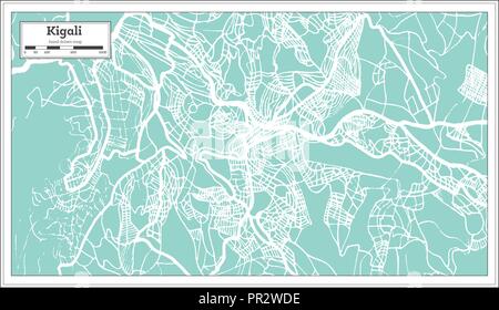 Kigali Rwanda Africa City map blue print vector illustration Stock ...