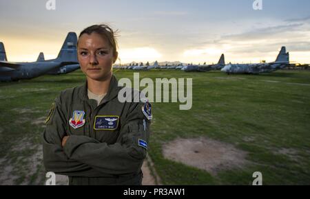 U.S. Air Force Capt. Christy Wise, an HC-130 pilot, prepares for the ...