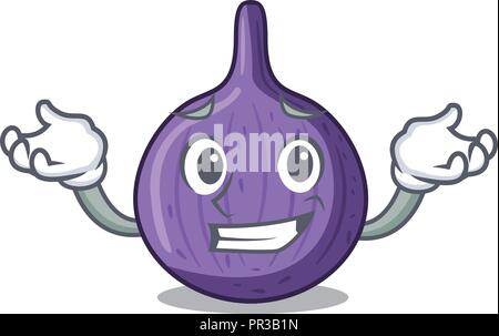 Fig character with happy emotion, joyful face, smile eyes, arms and ...
