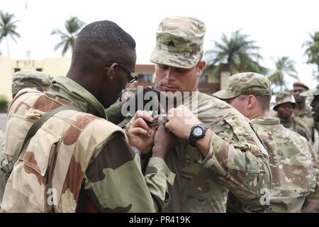 Gabonese Armed Forces Soldiers march during the closing day ceremony of ...