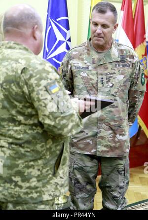 Ukrainian Col. Gen. Serhii Popko (center), Commander of Ukrainian Land ...