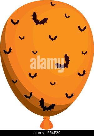 halloween balloons helium with bats flying pattern vector illustration ...
