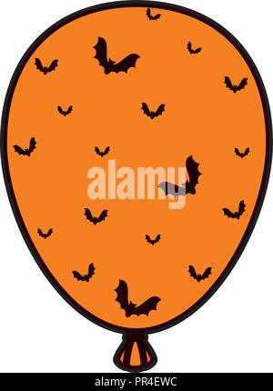 halloween balloons helium with bats flying pattern vector illustration ...