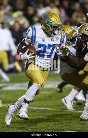 UCLA running back Joshua Kelley runs a drill at the NFL football ...