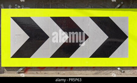 Chevron sharp right curve warning traffic sign arrows Stock Photo - Alamy