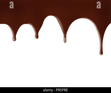 Chocolate is seen dripping over an area for text or artwork on a page ...