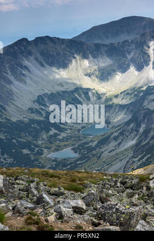 Dark clouds over Marichini Lakes, Landscape from Musala Peak, Rila ...