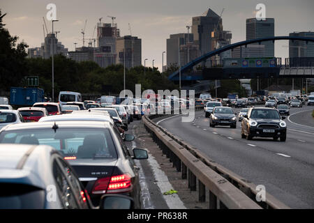 Traffic jam on A102, approaching Blackwall Tunnel, London, United ...