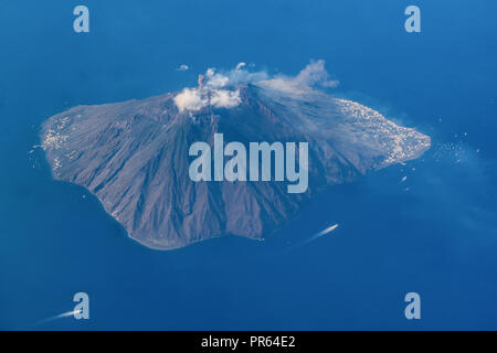 Aerial view, Stromboli island, Aeolian Islands, Sicily, Italy Stock ...