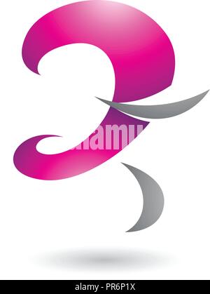 Vector Illustration of Magenta Curvy Fun Letter N isolated on a White ...