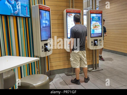 A Mcdonald’s self service machine in a McDonald’s restaurant in the UK ...