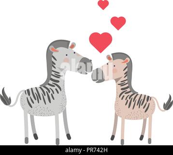 Cute cartoon kawaii zebra couple. Vector illustration Stock Vector ...