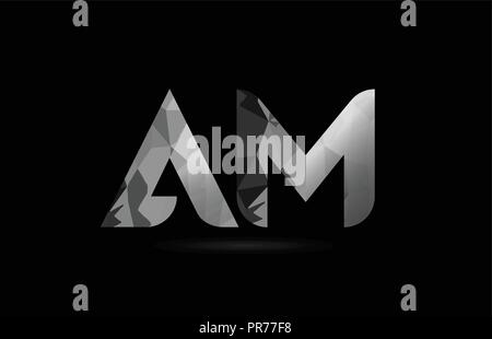 combination letter am a m alphabet logo icon design with gold silver ...