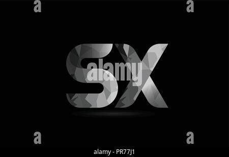 SX black and white combination alphabet bold letter logo with dots ...