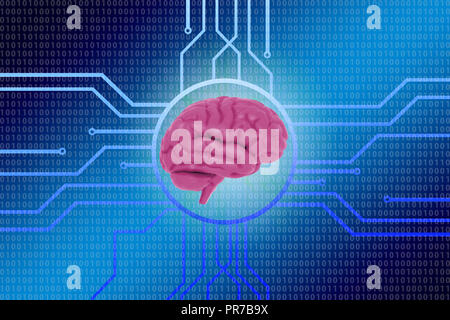 Anatomy of human brain with computer chip Stock Photo - Alamy