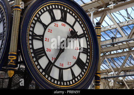 Station clock at Waterloo Station, London, a famous meeting point on ...