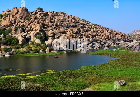 image of tungabhadra river and scenic landscape. photo taken at hampi ...